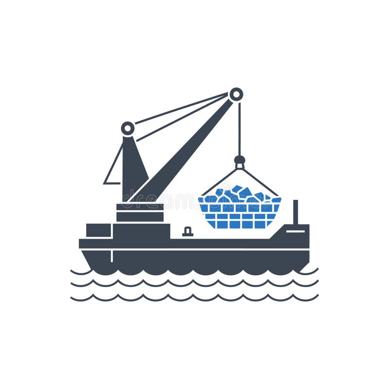 Ship crane operation icon stock vector. Illustration of icon - 348843936