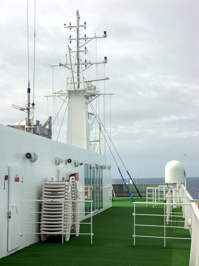 Ship Deck with Navigation Tower and People Stock Photo - Image of ship ...