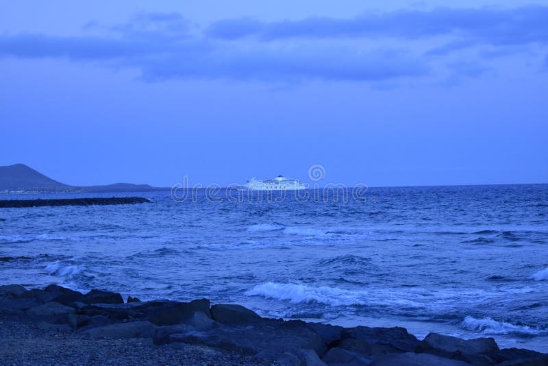 Ship in the Distance on the Ocean Editorial Photography - Image of ...