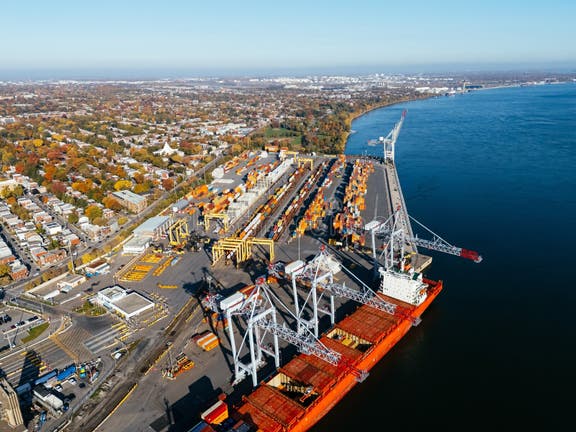 Ship is in the Dock, Container Port. Montreal, Quebec, Canada Stock ...