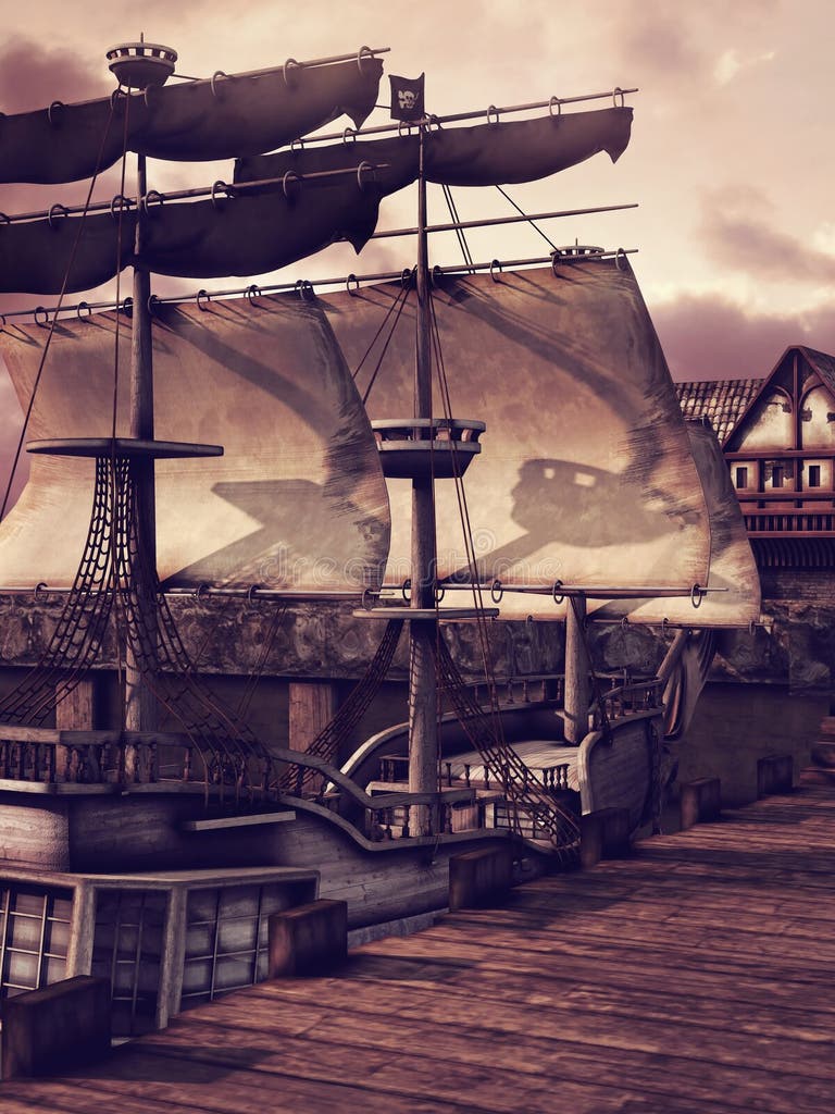 Pirate Ship Dock Stock Illustrations – 369 Pirate Ship Dock Stock Illustrations, Vectors ...