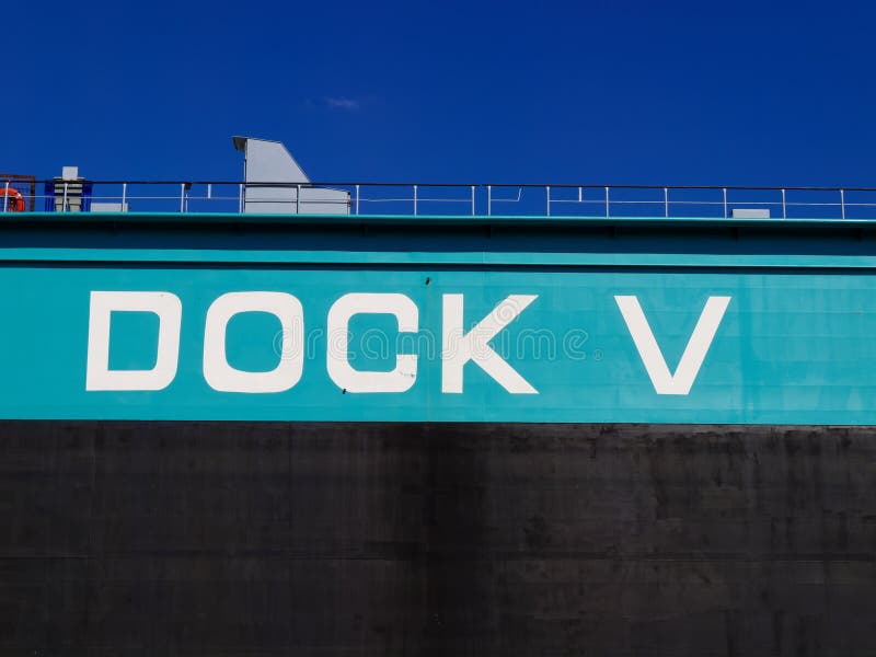 Ship Dock Number V in the Port of Bremerhaven. Stock Image - Image of ...