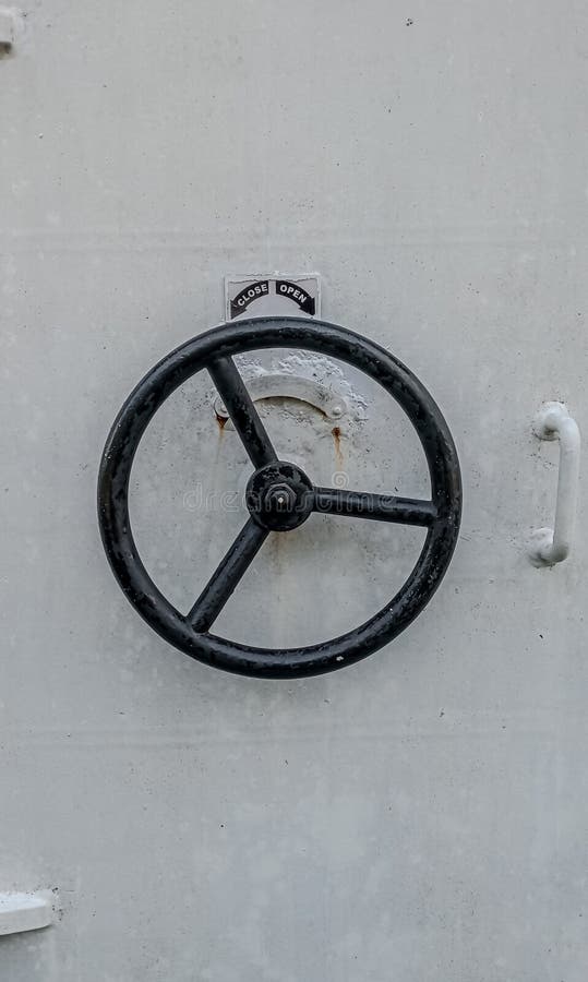 Ship Door Rotary Lock Handle, with Open-close Instructions Stock Image ...