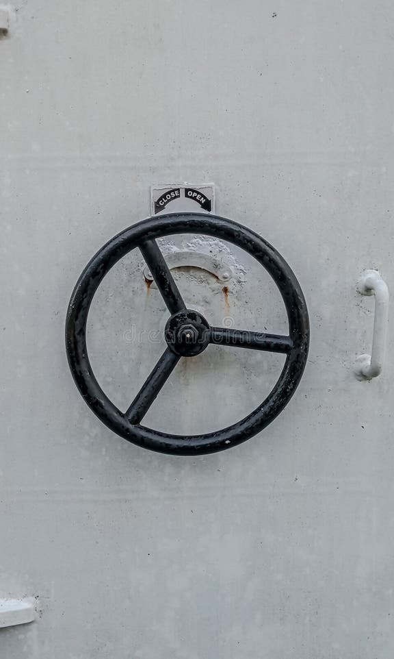 Ship Door Rotary Lock Handle, with Open-close Instructions Stock Image ...
