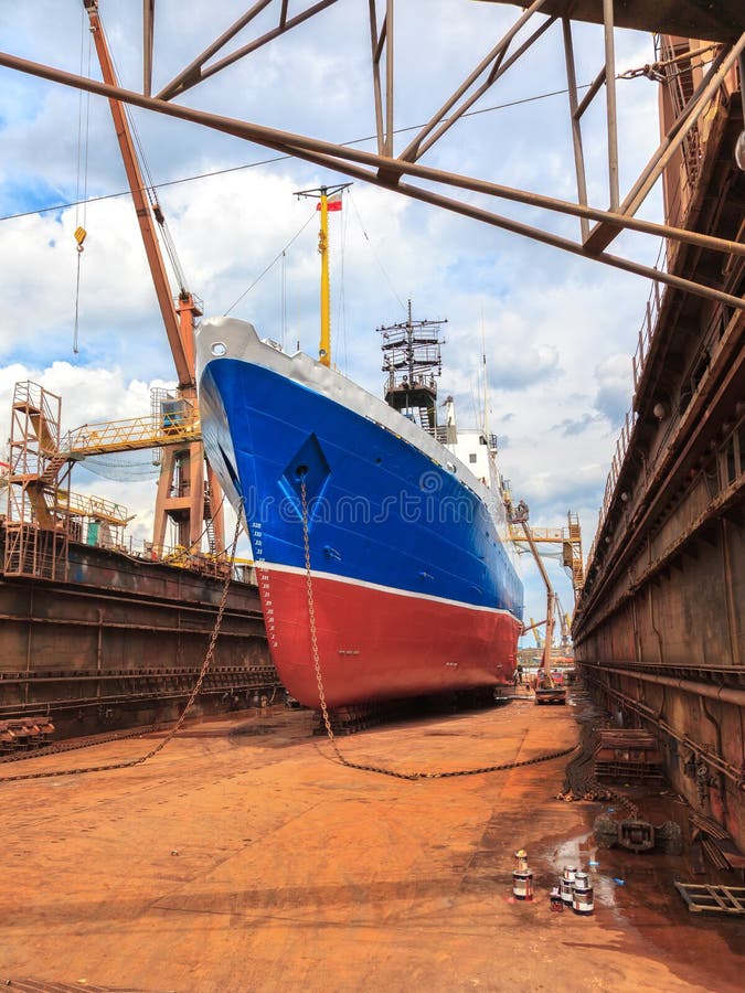 Shipyard at Work, Ship Repair, Freight. Industrial Stock Photo - Image ...