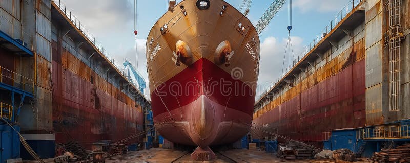 Ship in Dry Dock for Maintenance Stock Photo - Image of logistics ...