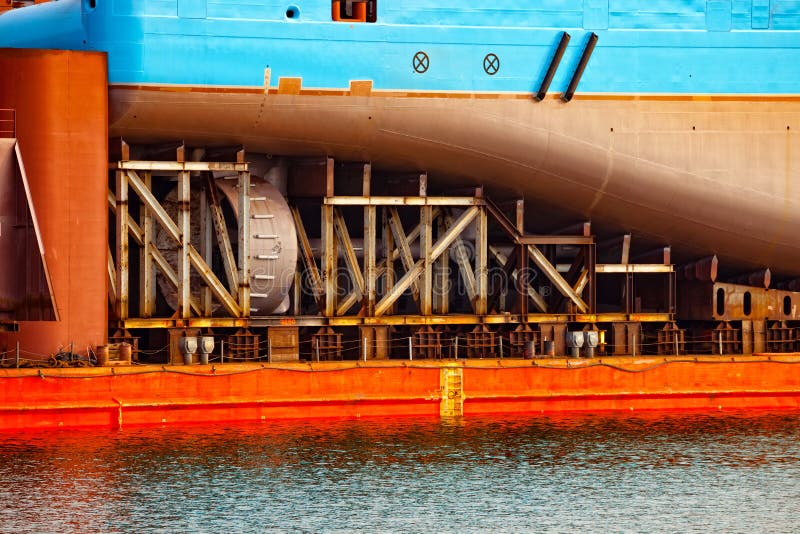 Ship in dry dock stock photo. Image of detail, bulding - 92814376