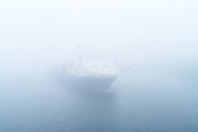 Ship in the fog stock image. Image of channel, dive, equipment - 66973485