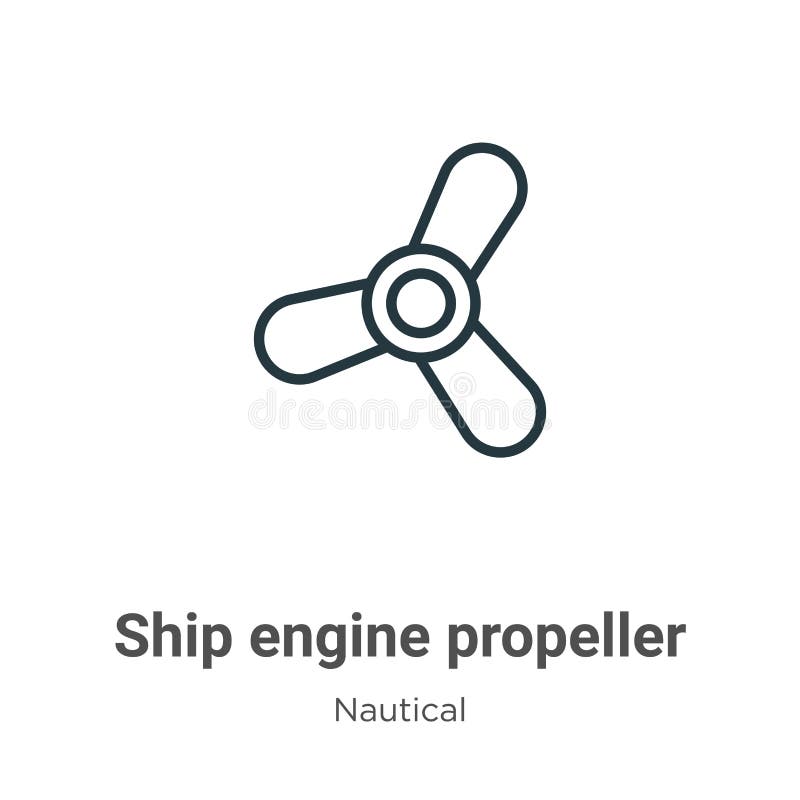 Ship Engine Propeller Outline Vector Icon. Thin Line Black Ship Engine ...