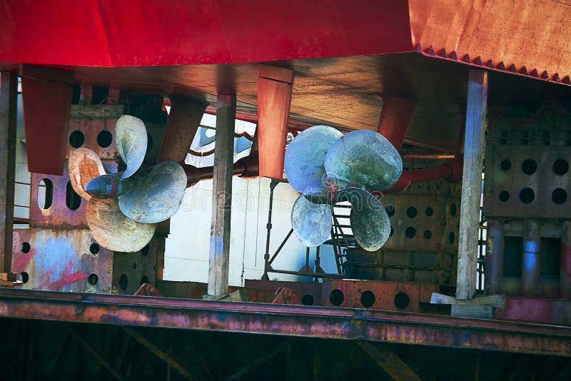 Ship engine propellers stock photo. Image of metal, technology - 108605296