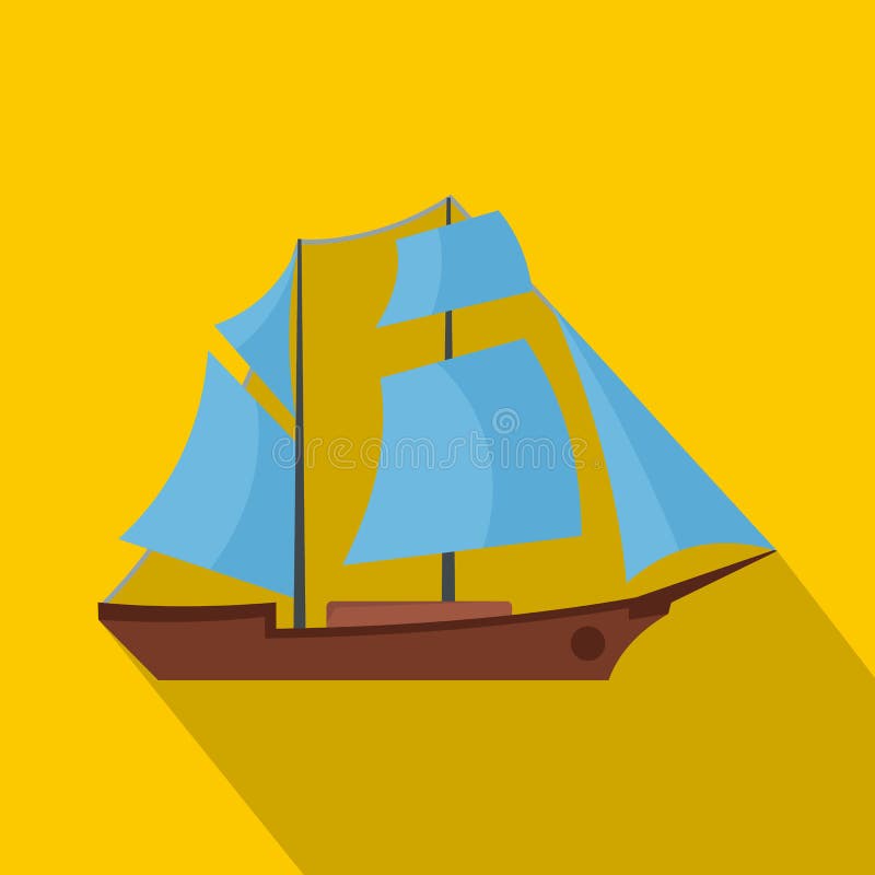 Ship Excursion Icon, Flat Style Stock Illustration - Illustration of ...