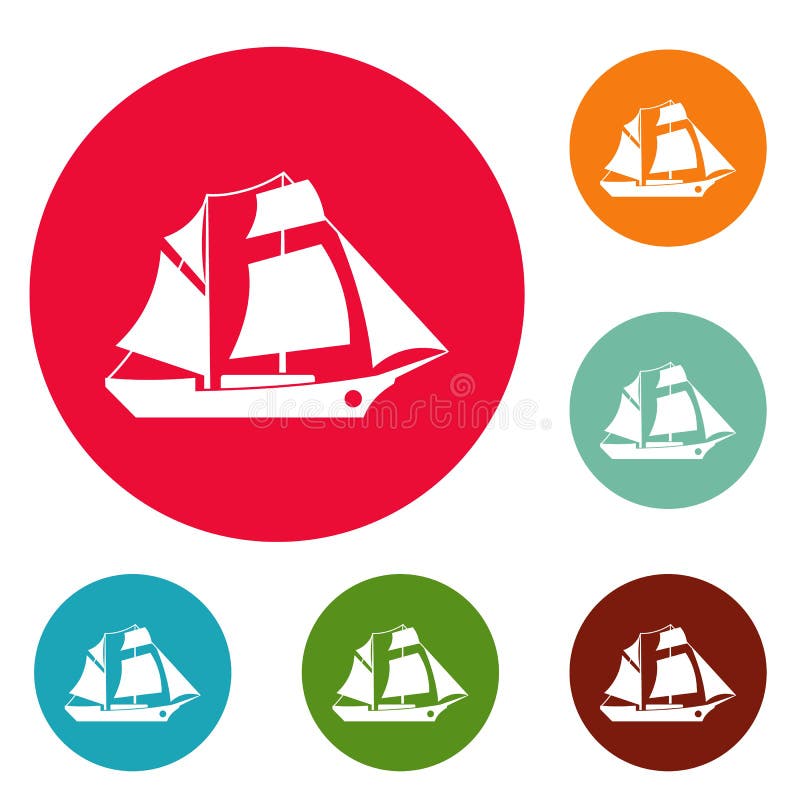 Ship Excursion Icons Circle Set Vector Stock Vector - Illustration of ...