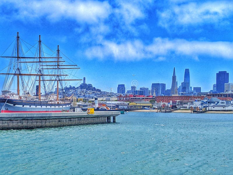 Ship facing San Francisco stock image. Image of boat - 226671381