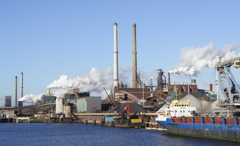 Ship at a factory stock photo. Image of pier, factory - 32533540