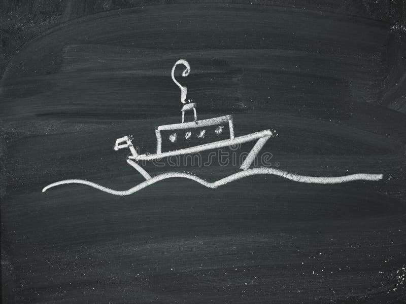 Ship Family Chalk Blackboard Stock Photo - Image of line, unclean: 39810176