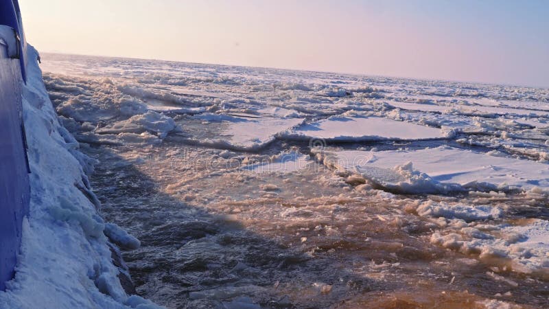 Ship Breaking through Ice Ocean Stock Video - Video of cool, winter ...