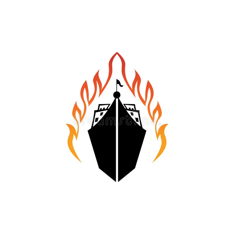 Ship and Fire Logo Design Vector Illustration Stock Vector ...