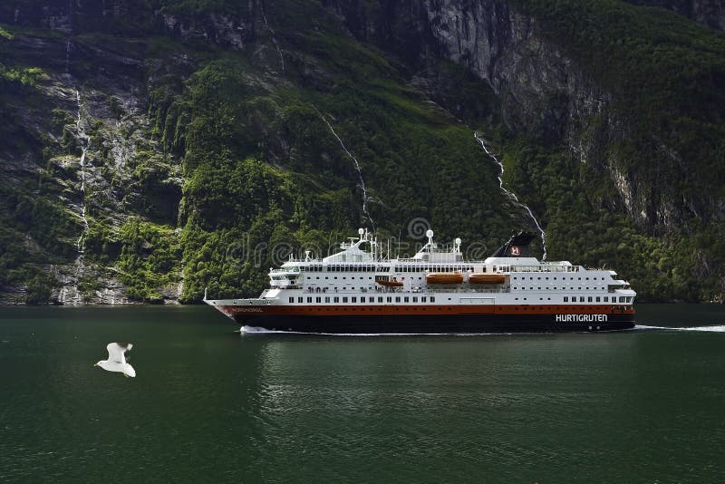 A ship in a fjord. editorial photo. Image of ship, vessel - 37774771