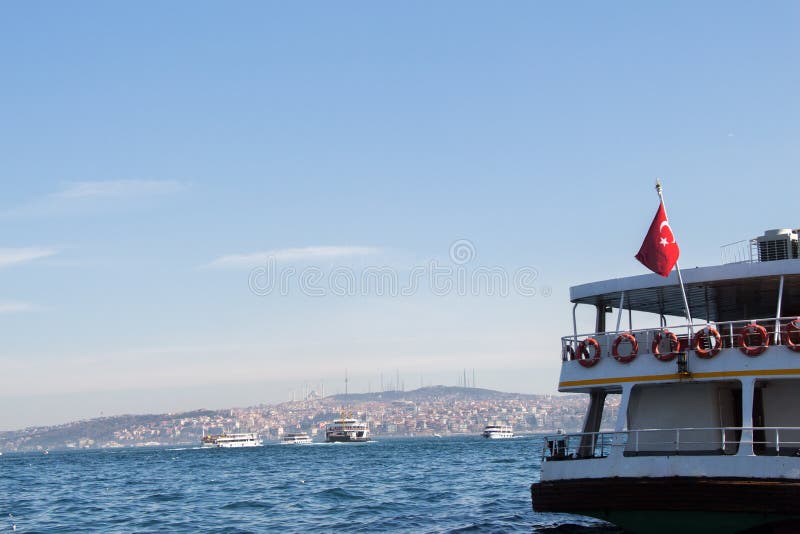 Ship with the Flag of Turkey Sailing in the Sea Stock Photo - Image of ...