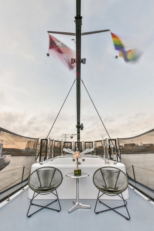 Ship with flags on channel stock image. Image of amsterdam - 219083315