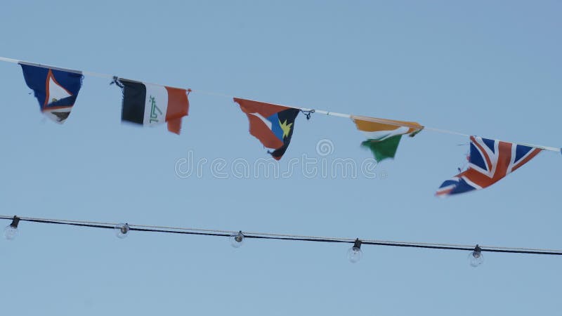 On the Ship, Flags of Different Countries Flutter in the Wind. Stock ...
