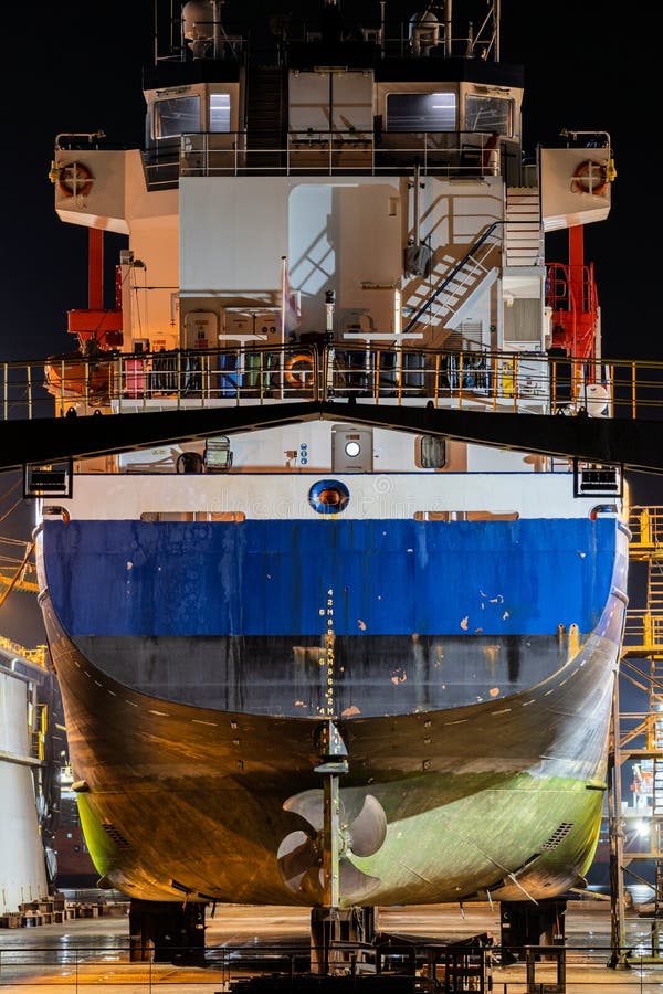 Ship in floating dock stock photo. Image of freighter - 260471986