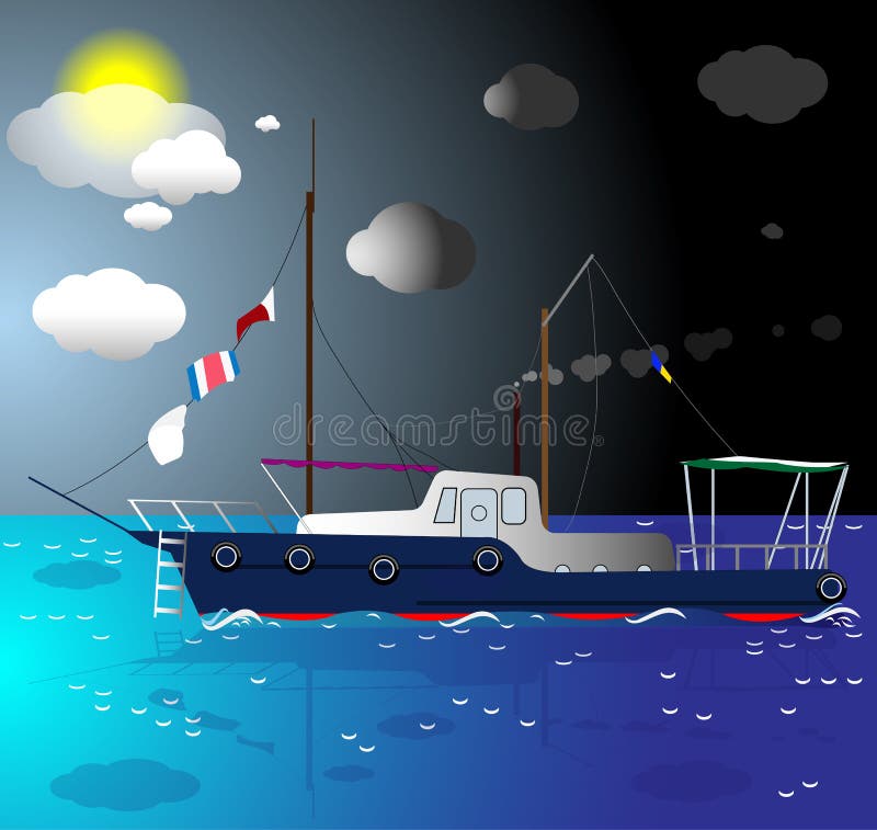 Ship floating on the sea stock vector. Illustration of adventure ...