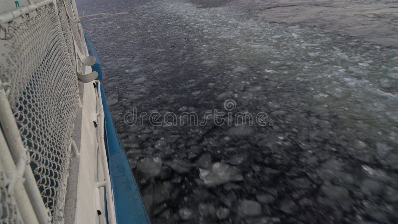 The Ship Floats on the Ice-bound Big River, Stock Video - Video of ...