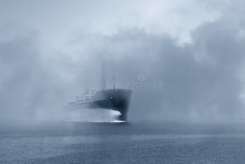 Ship in the fog stock photo. Image of mist, industry - 27910392