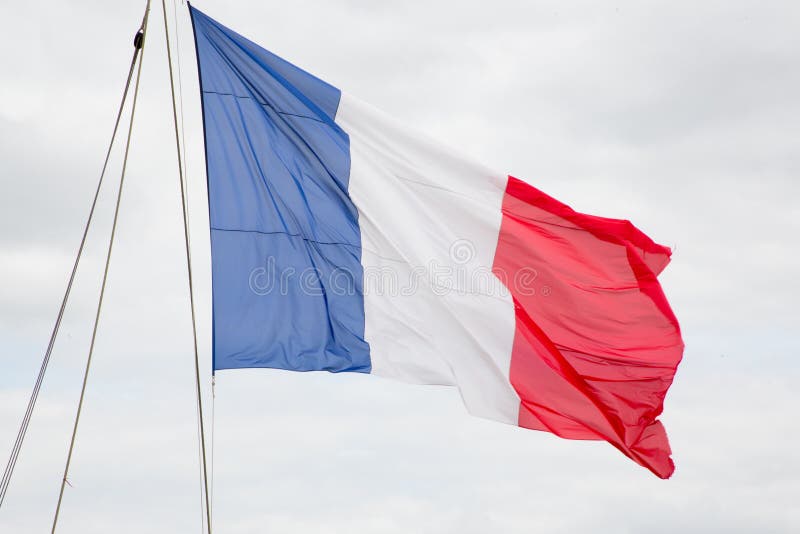 Ship French Flag in Sky Cloud Red White Blue Stock Photo - Image of ...