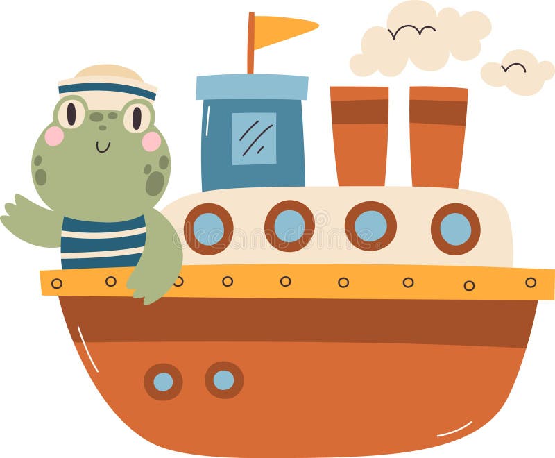 Ship with Frog Captain stock vector. Illustration of boat - 302231610