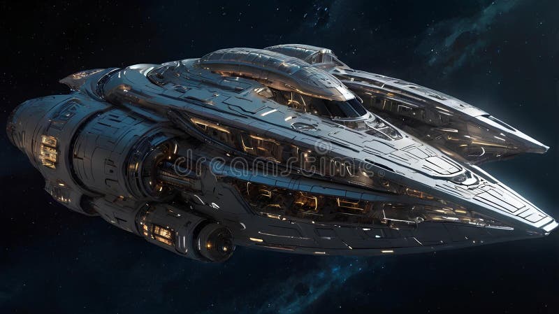 Fantastic Ship on the Background of a Planet Stock Photo - Image of ...