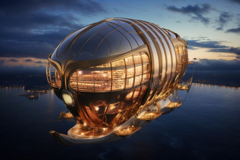 Ship of the Future Futuristic Made of Modern Rounded Material Stock ...