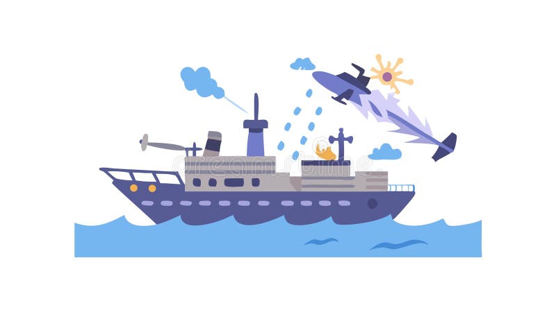 Ship and Helicopter Transport, Maritime Logistics, Vector Design ...