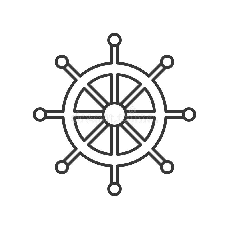 Ship Helm Outline Icon on White Background Stock Vector - Illustration ...