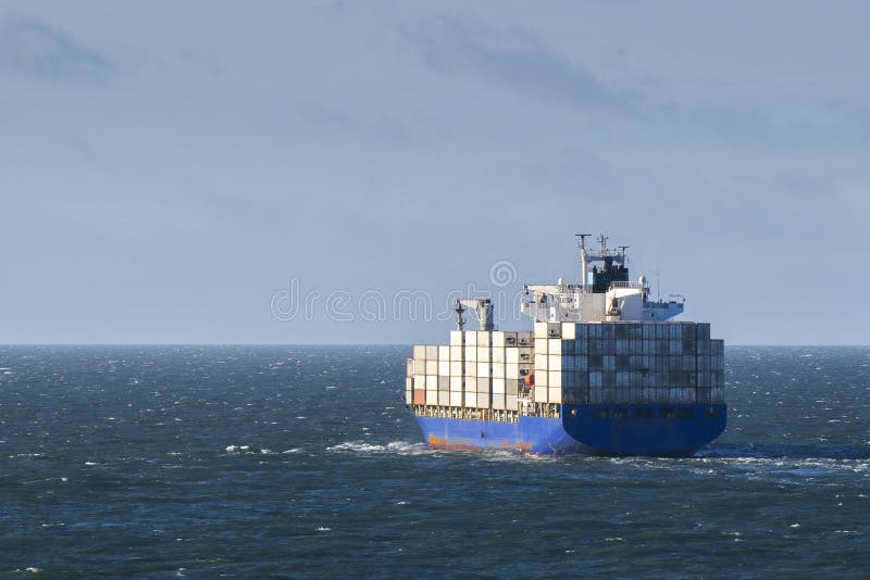 A ship on the high seas stock image. Image of import - 289496505