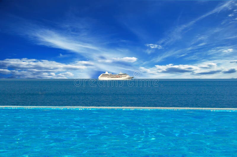 Ship on the horizon stock photo. Image of cruise, transportation - 12536858