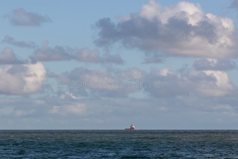 Ship on the horizon stock image. Image of sailing, large - 183623739