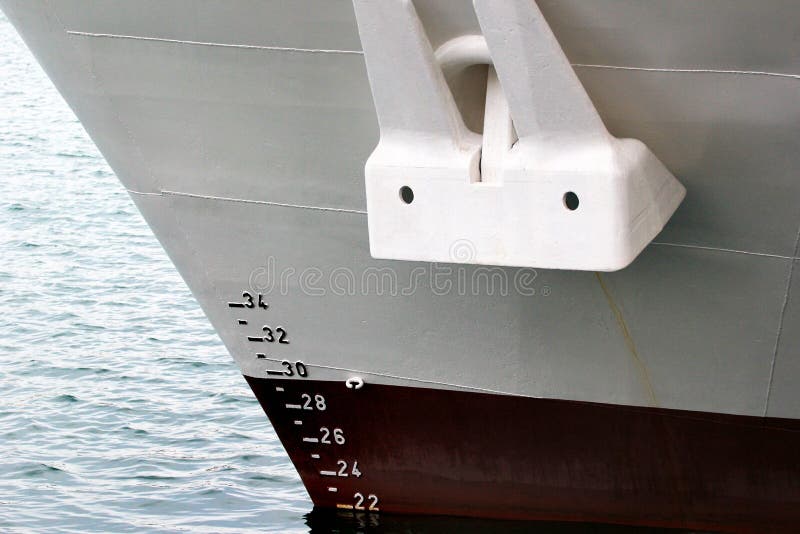 Ship Hull with Waterline and Draft Scale Measure Stock Photo - Image of ...