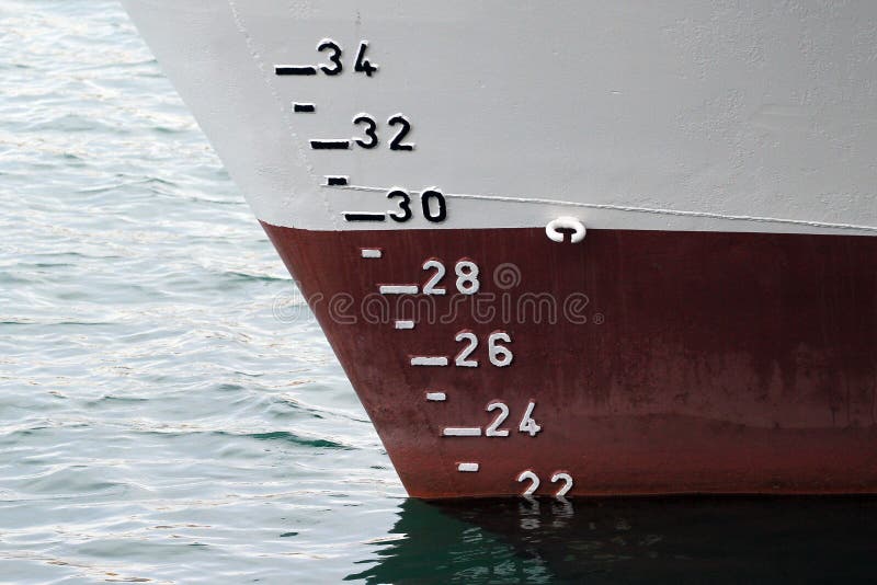 Ship Hull with Waterline and Draft Scale Measure Stock Image - Image of ...