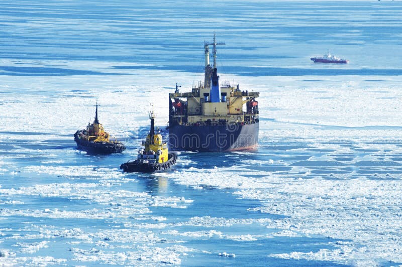 Ship on ice stock image. Image of offshore, supply, refinery - 28613127