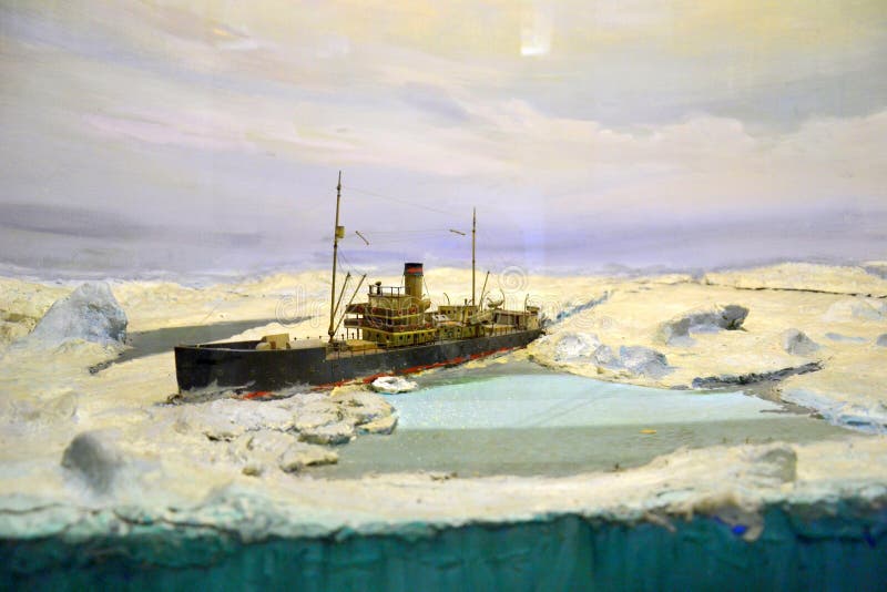 Ship in the Ice of the Arctic Editorial Image - Image of cold, clouds ...