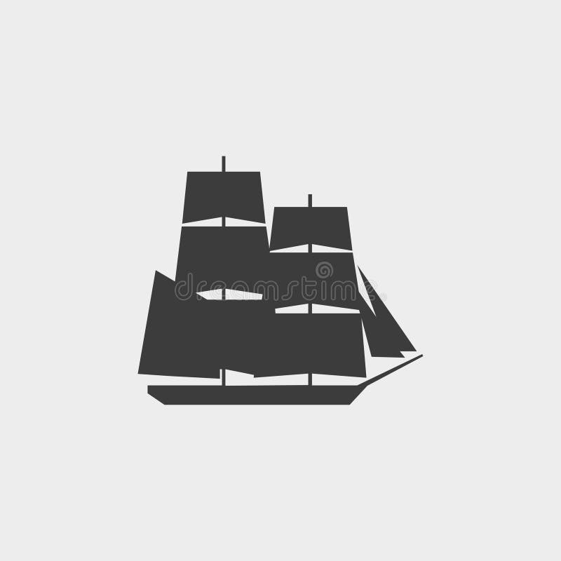 Ship Icon in a Flat Design in Black Color. Vector Illustration Eps10 ...