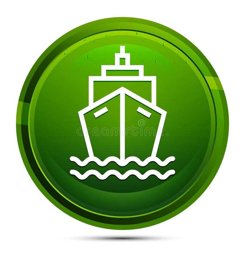 Ship Icon Glassy Green Round Button Illustration Stock Vector ...