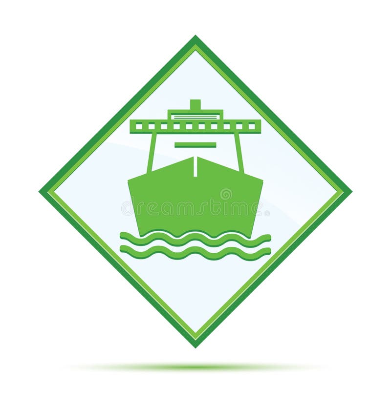 Ship Icon Modern Abstract Green Diamond Button Stock Illustration ...