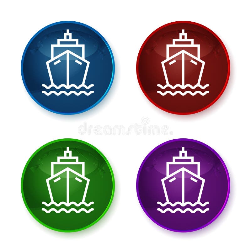 Ship Icon Shiny Round Buttons Set Illustration Stock Vector ...