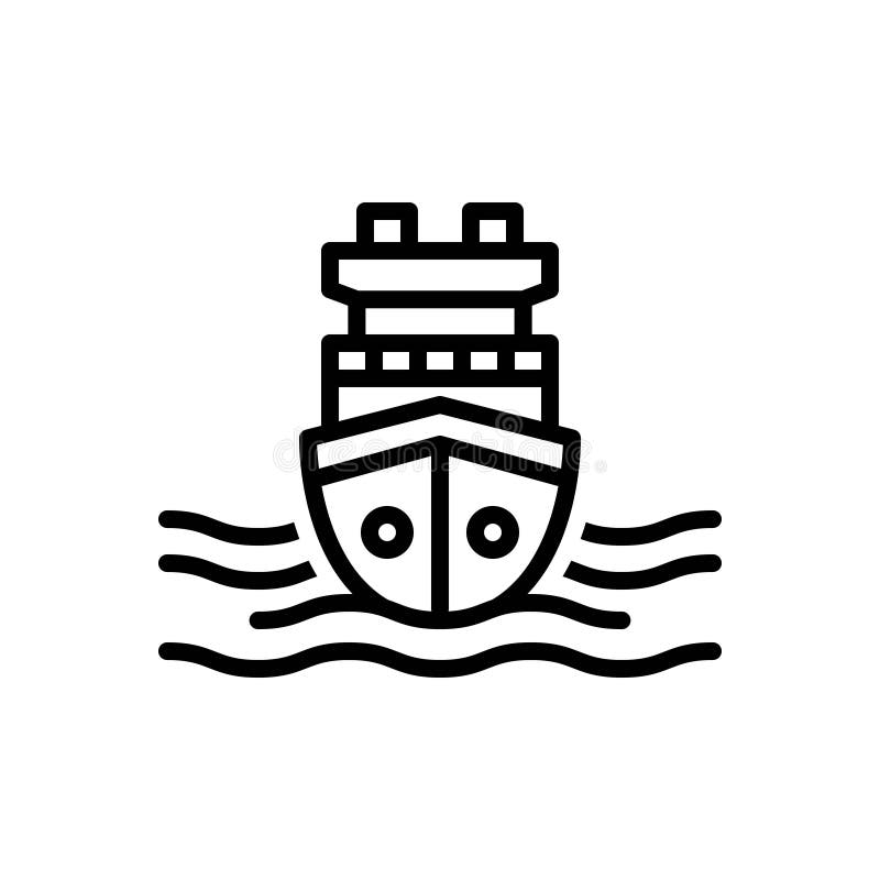 Black Line Icon for Ship, Vessel and Boat Stock Illustration ...