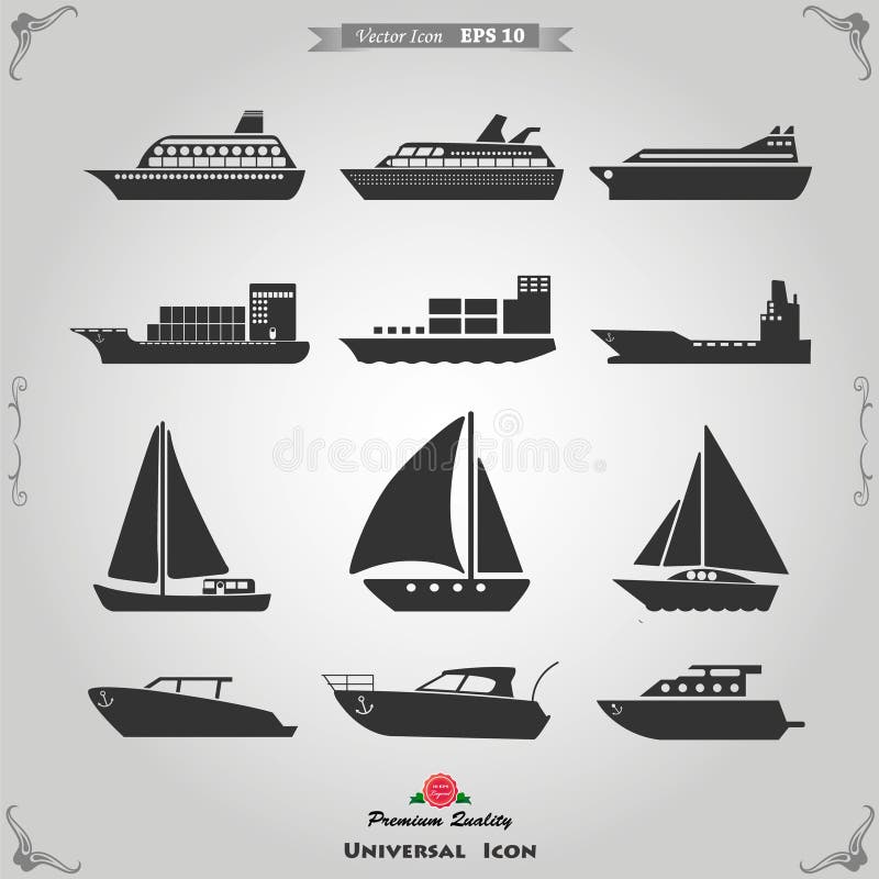 Ship icons set stock vector. Illustration of helicopter - 72174398