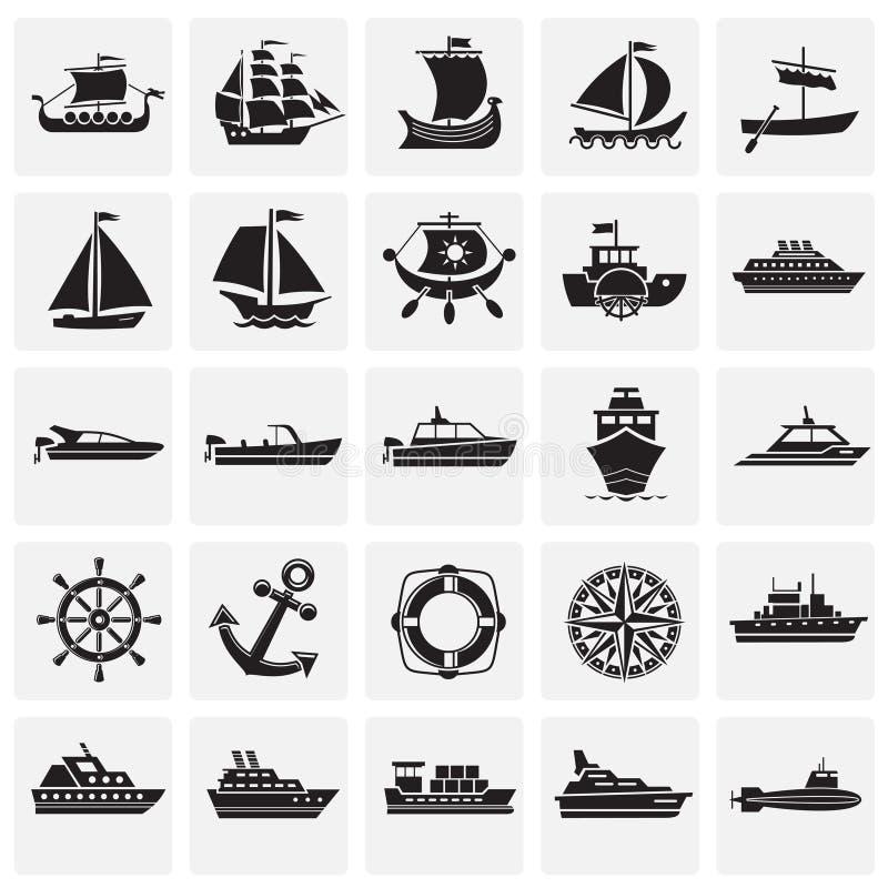 Ship Icons on Squares Background for Graphic and Web Design. Simple ...