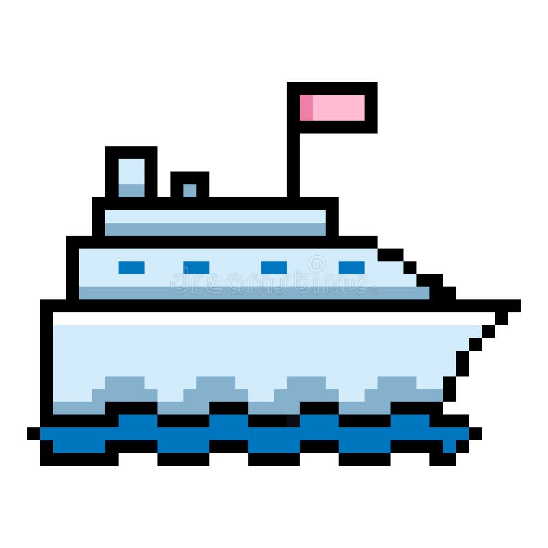 Ship Isolated Pixel Art Icon Stock Vector - Illustration of vector ...
